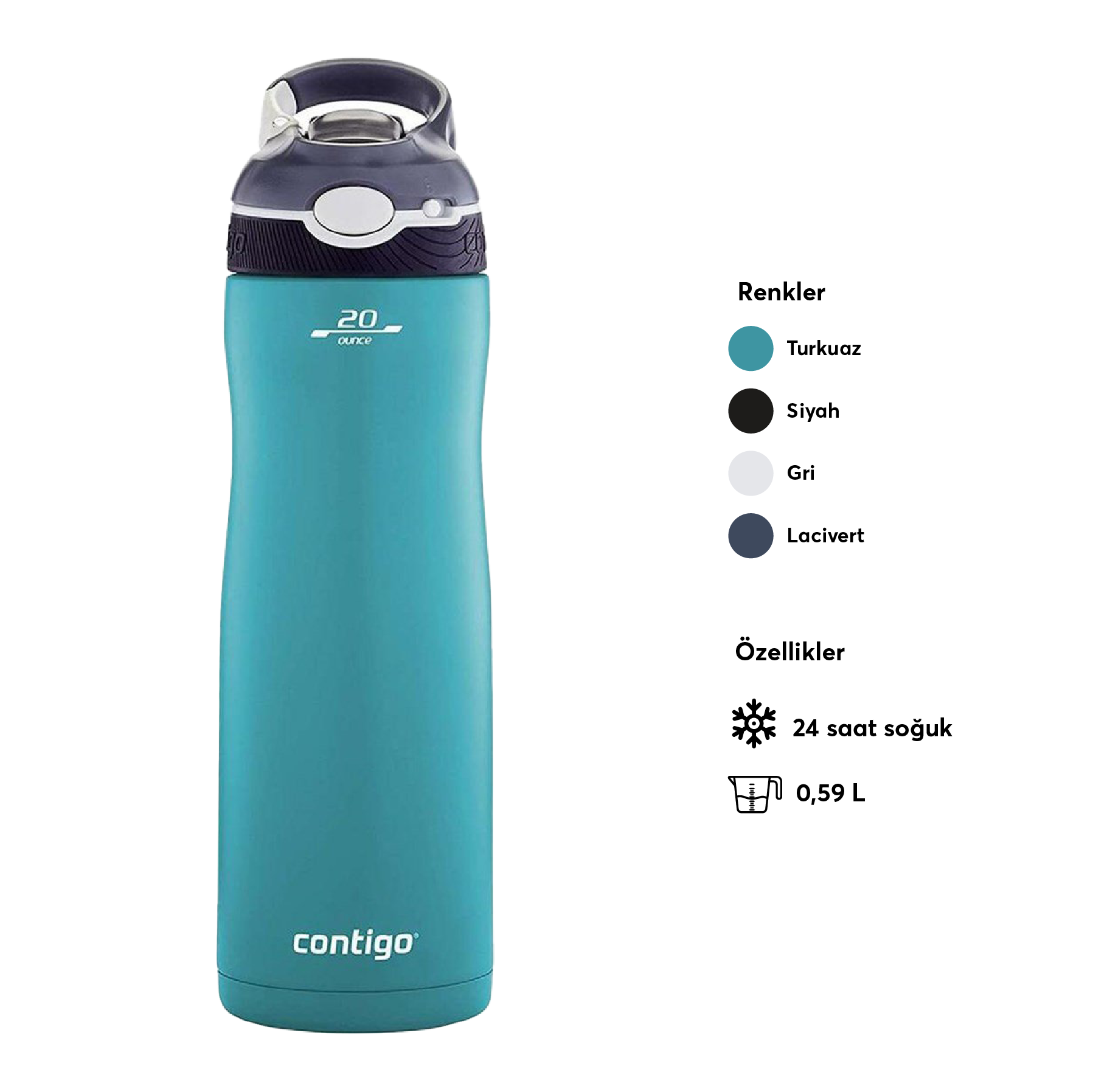 Contigo Ashland Autospout Soğuk Su Termosu 590ML - Neptün Global Basım ve Promosyon